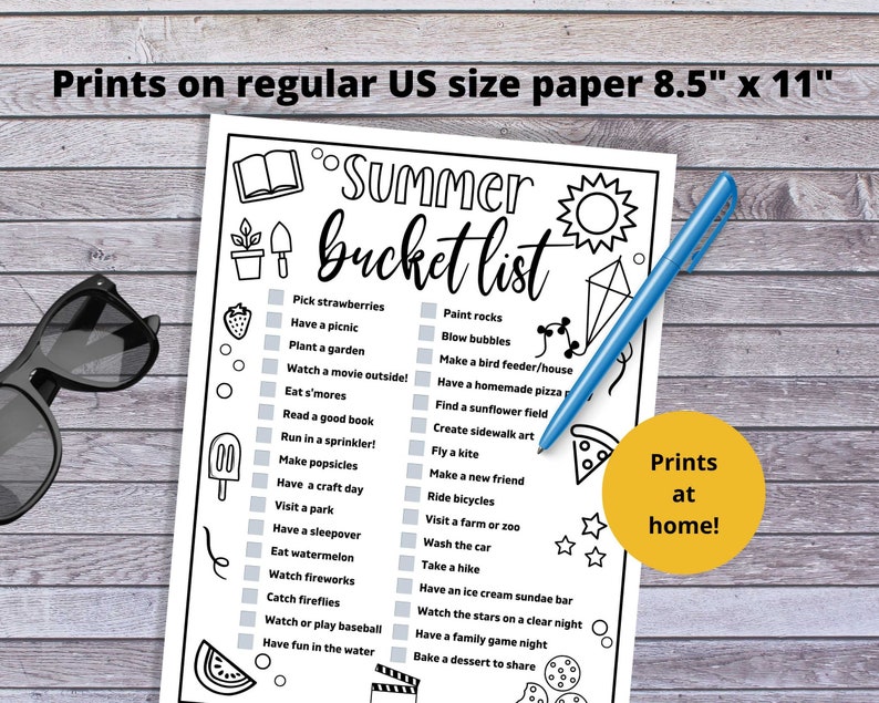 Summer Bucket List Editable Summer Bucket List, Summer Checklist ...