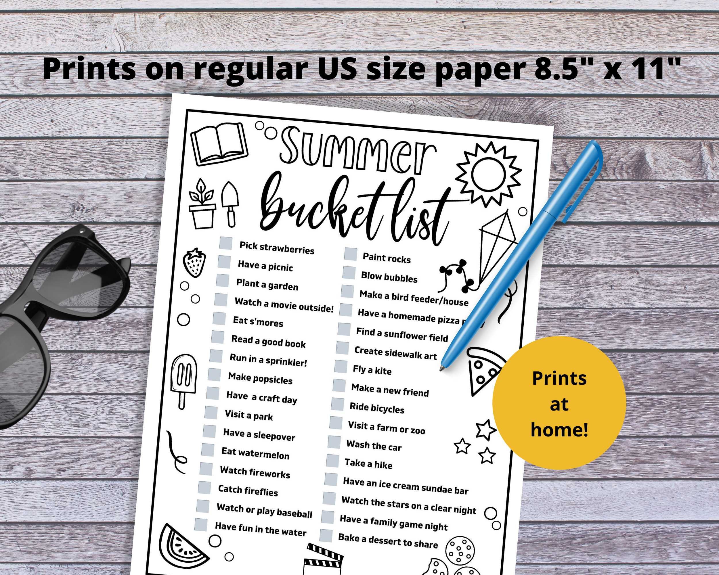 Summer Bucket List Editable Summer Bucket List, Summer Checklist ...