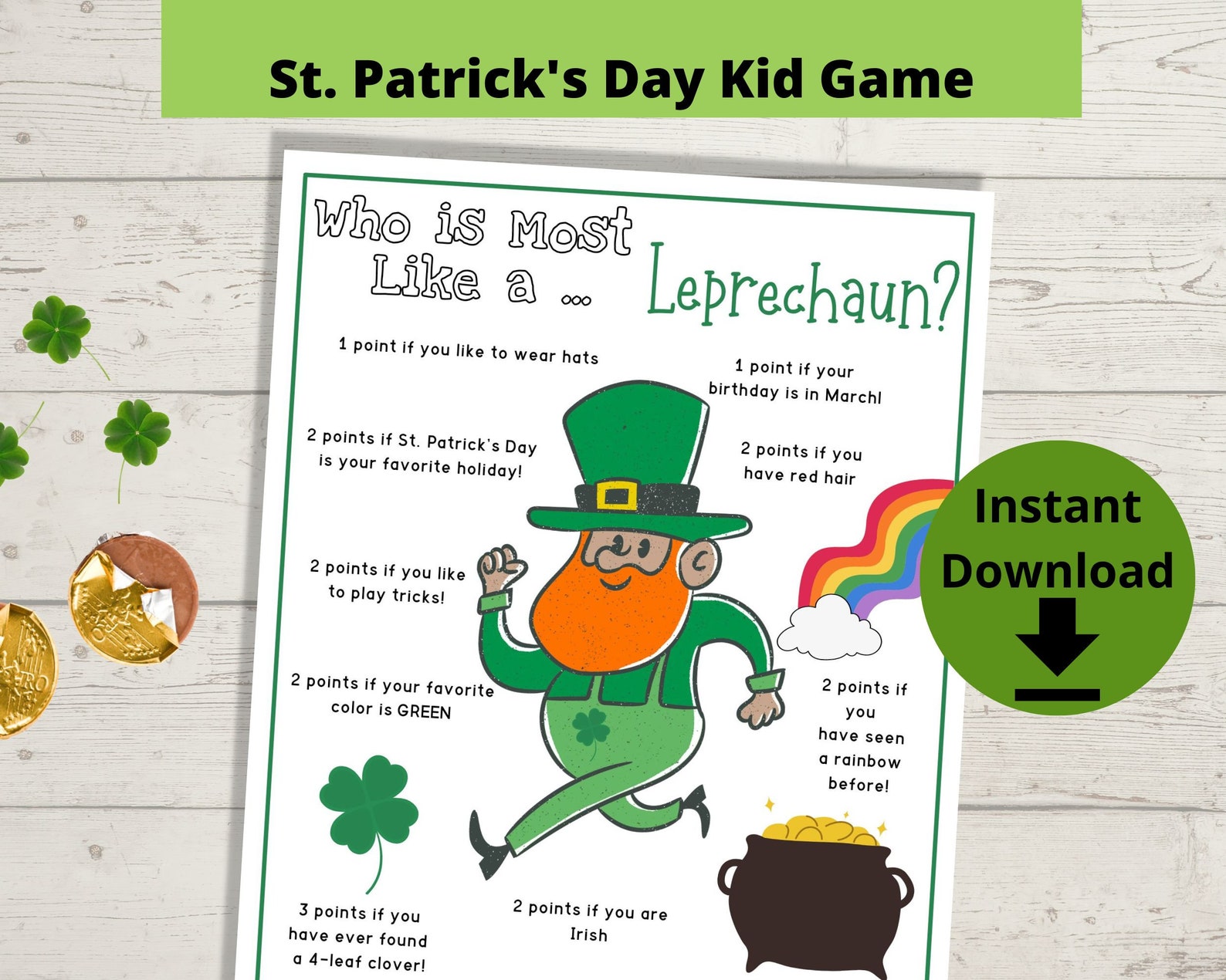 Who is Most Like a Leprechaun Game - Leprechaun Game, St Patricks Day ...