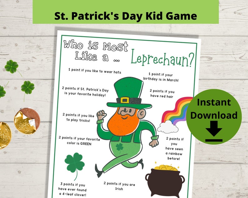 Who is Most Like a Leprechaun Game - Leprechaun Game, St Patricks Day ...