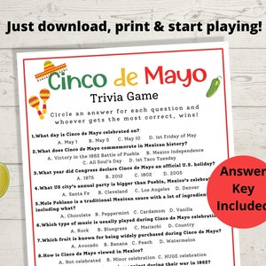 Cinco De Mayo Trivia - Cinco De Mayo Game, Cinco De Mayo Party Game ...