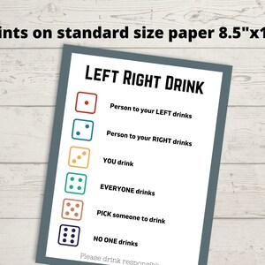 Left Right Drink Party Game - Drunk Dice Game, Left Right Center for ...