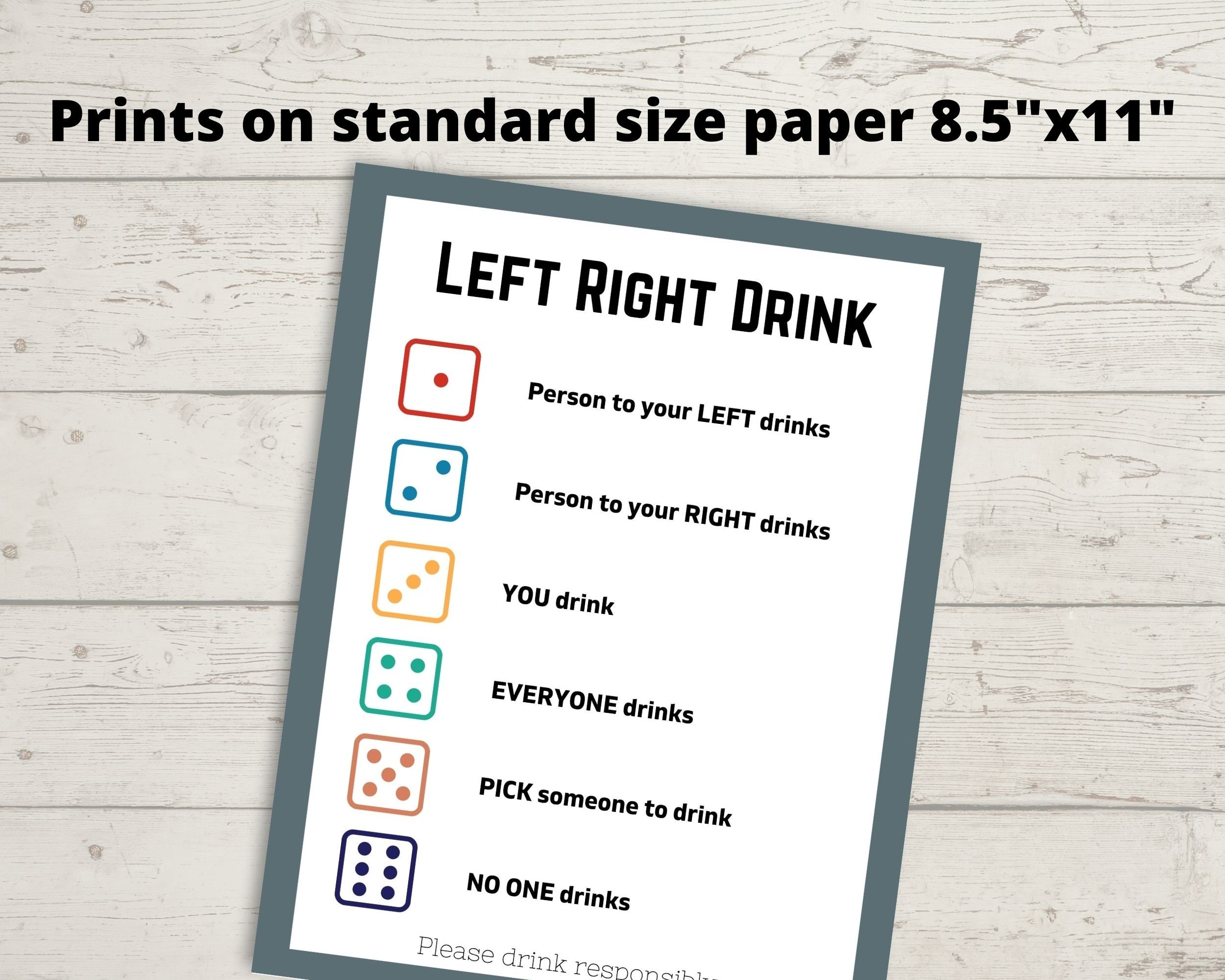 Left Right Drink Party Game - Drunk Dice Game, Left Right Center for ...