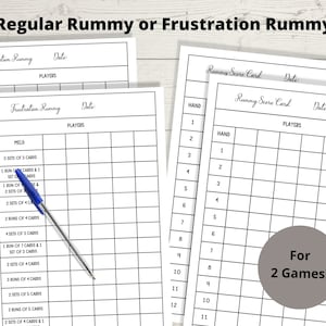 Rummy Score Sheets - Frustration Rummy Score Cards, Gin Rummy Scoring ...