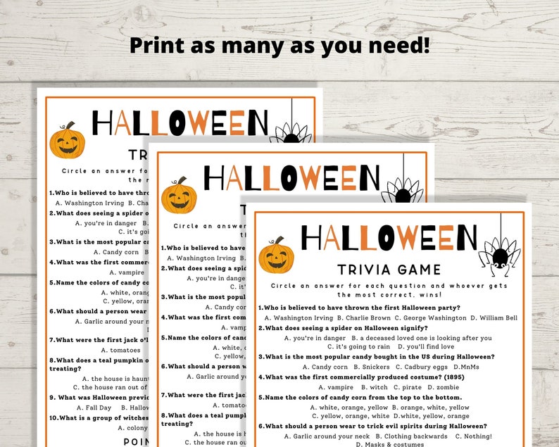 Halloween Trivia Halloween Quiz, Halloween Party Game, Halloween ...