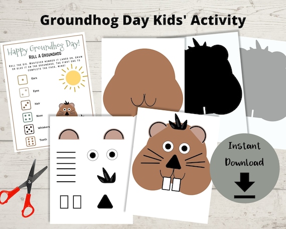 Groundhog Day Kids Activity Roll A Groundhog Game | Etsy