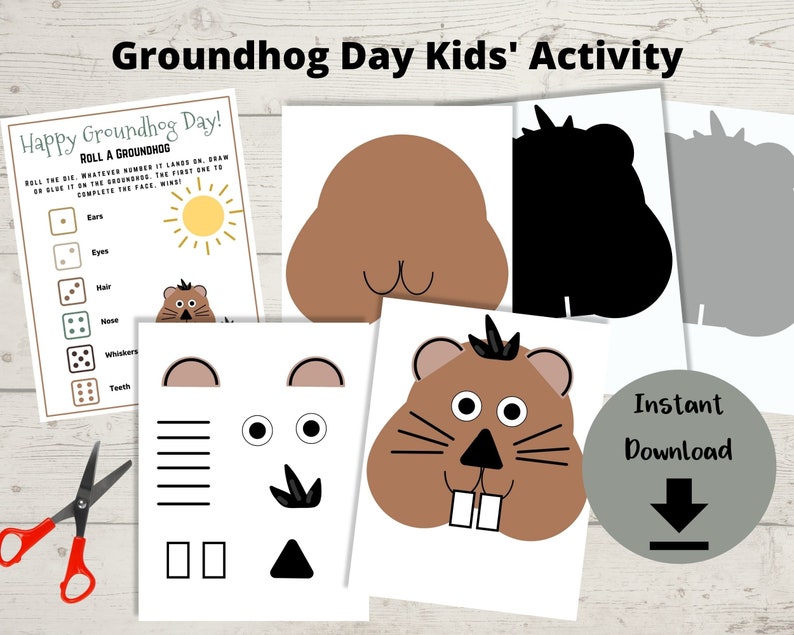 Groundhog Day Kids Activity - Roll A Groundhog Game, Children's Ground ...