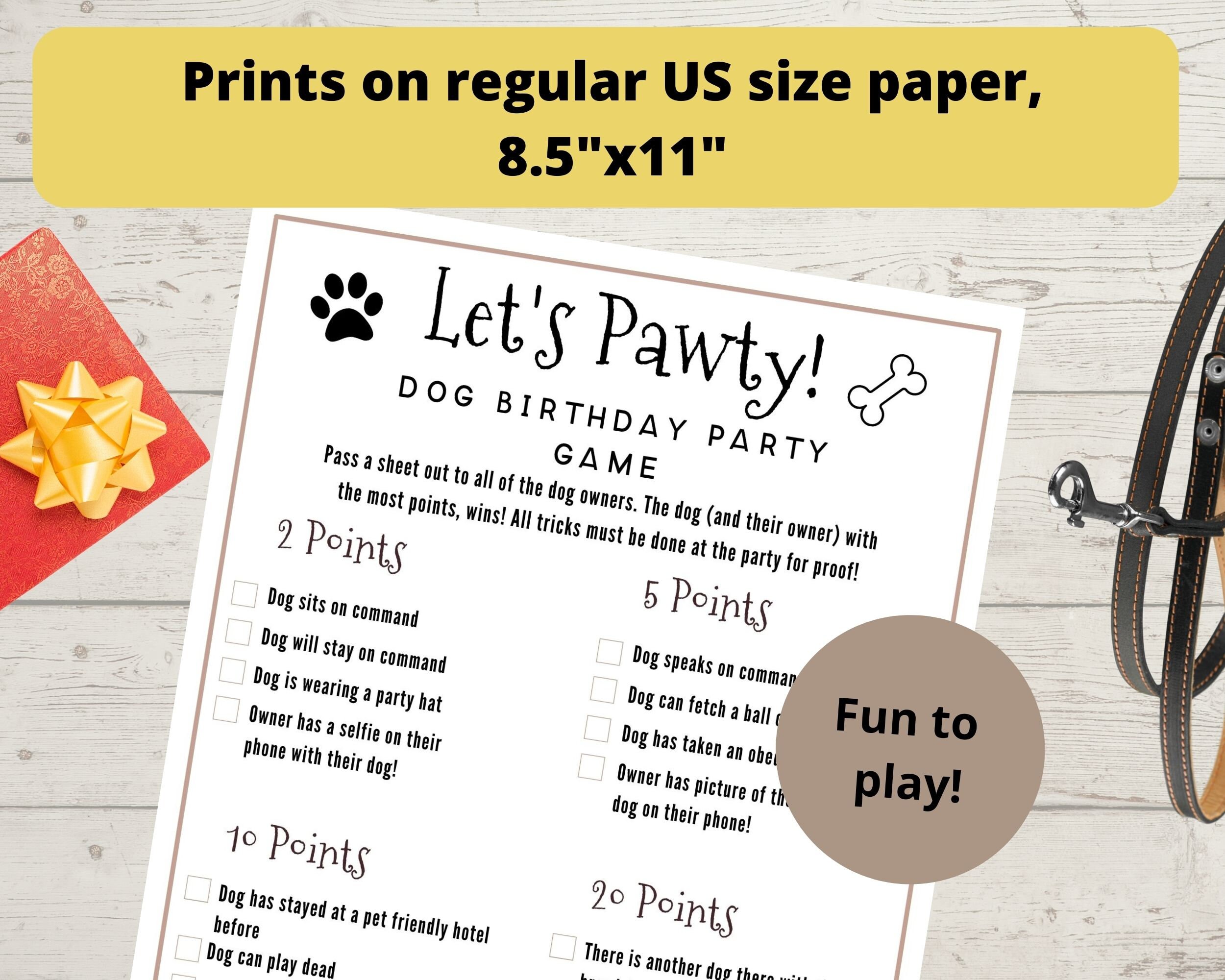 Dog Birthday Party Game - Puppy Party Game, Dogs First Birthday, Dog ...
