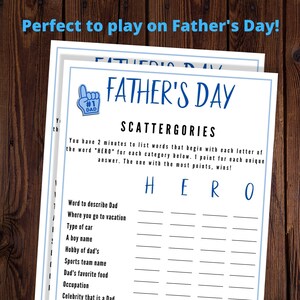 Father's Day Scattergories Game - Printable Father's Day Word Games ...
