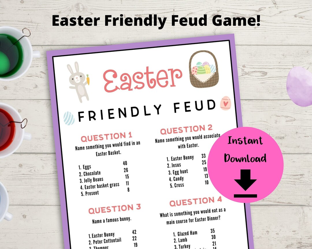 Easter Friendly Feud Trivia Game - Family Game Night, Family Friendly ...