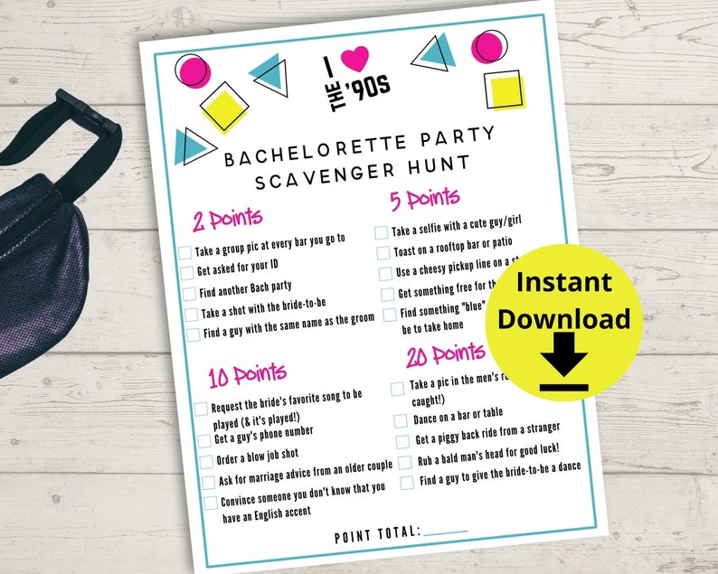 90s Bachelorette Party Scavenger Hunt Game Bach to the - Etsy