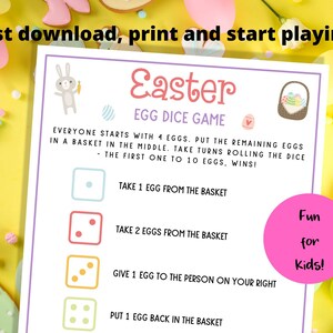 Easter Dice Game - Easter Egg Game, Candy Dice Game, Printable Easter ...
