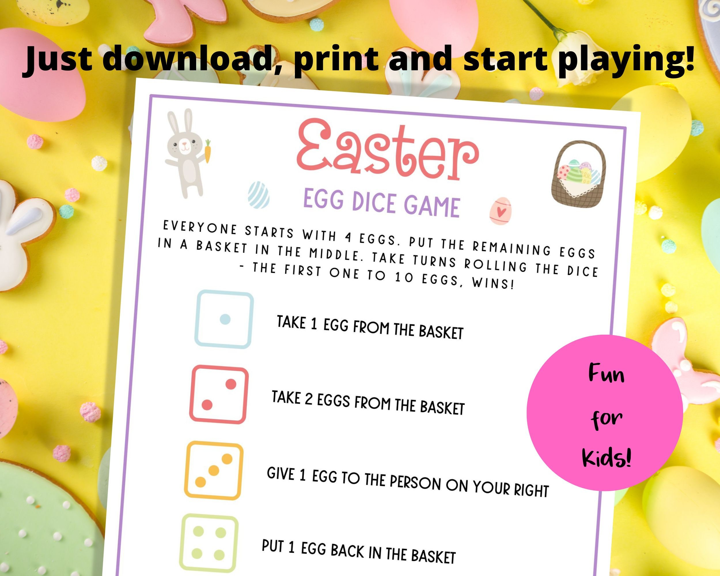 Easter Dice Game Easter Egg Game, Candy Dice Game, Printable Easter ...