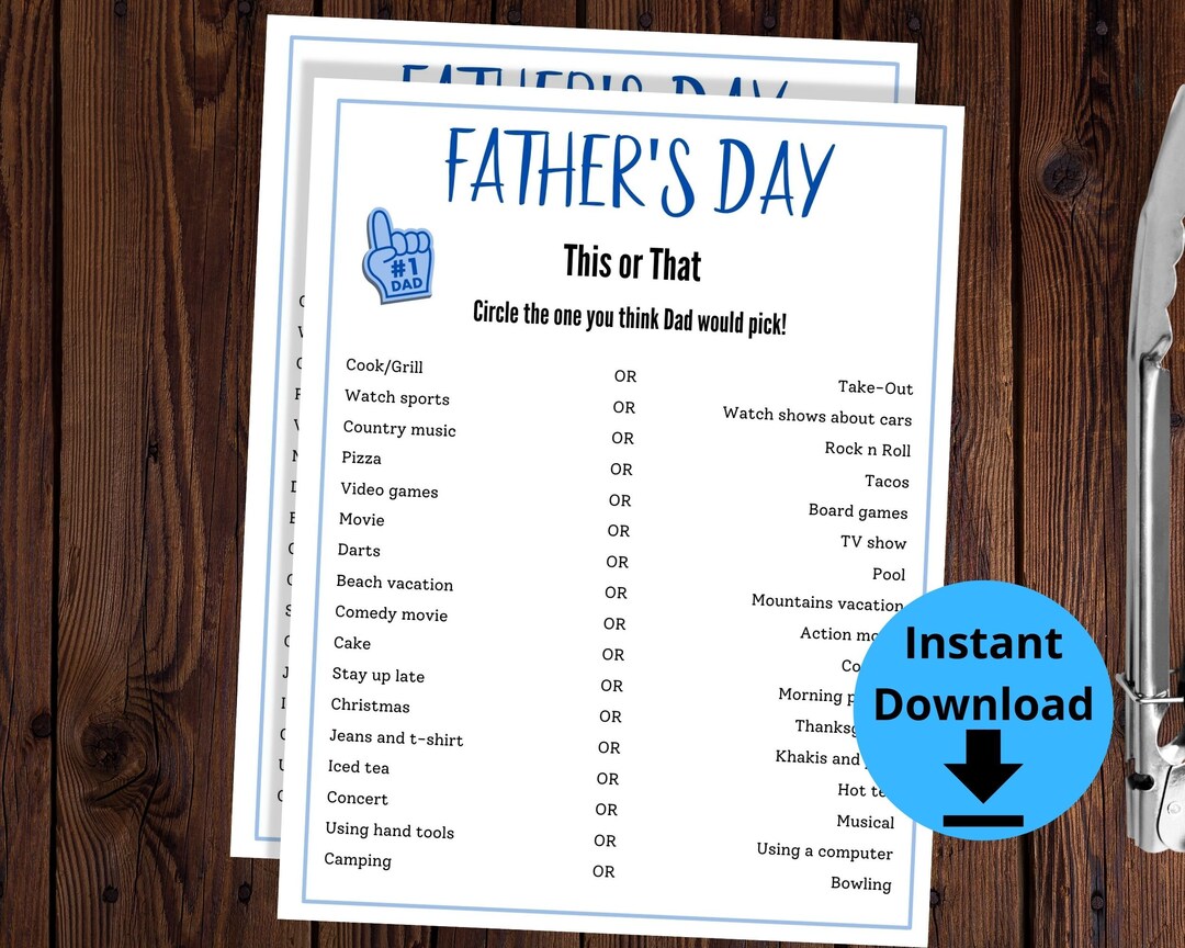 Fathers Day This or That Game - Father's Day Game, Dad's Day Activity ...