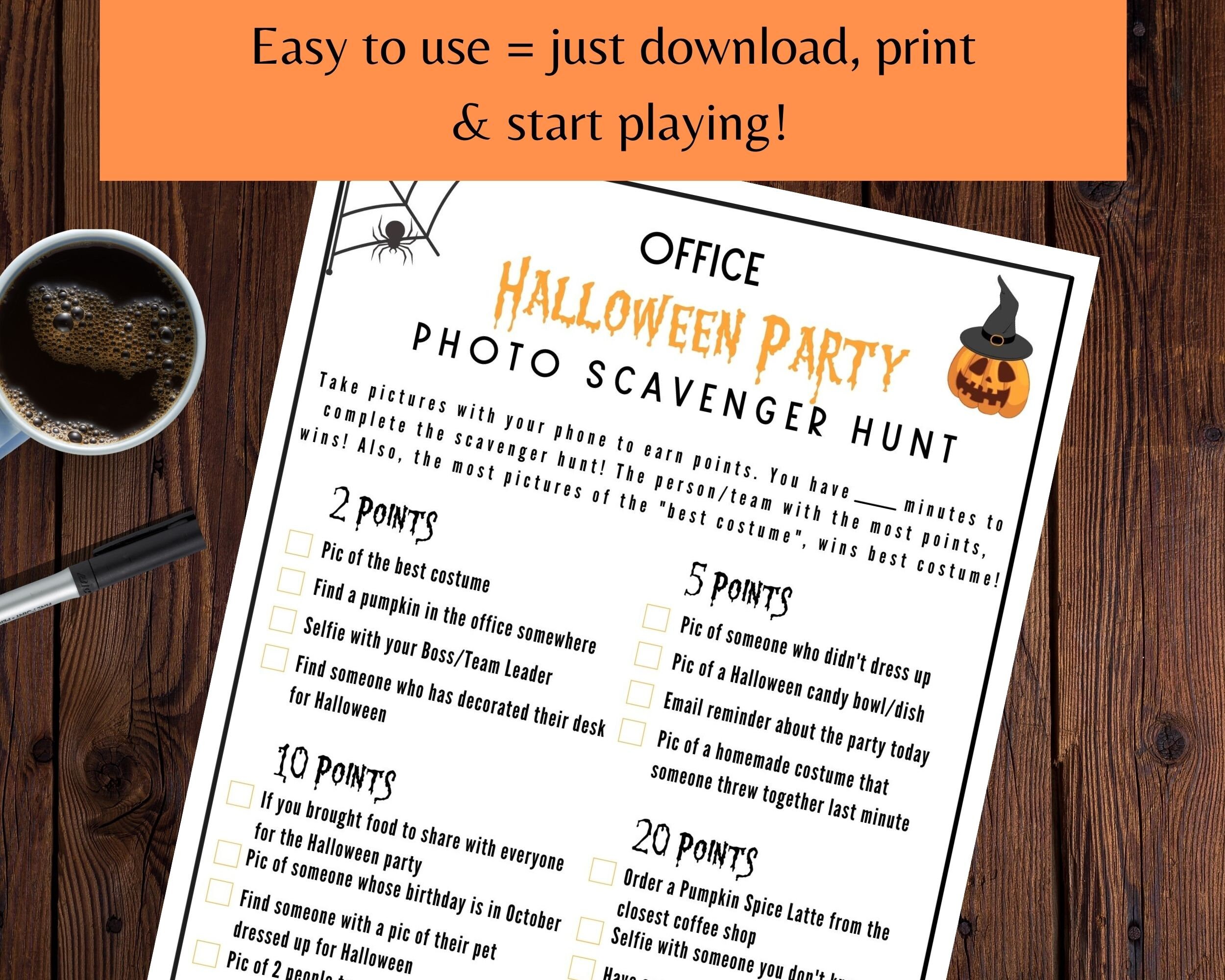 Office Halloween Party Scavenger Hunt - Work Halloween Party Game ...