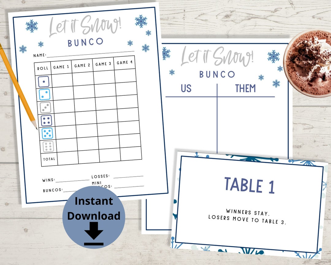 Winter Bunco - Christmas Bunco Score Cards, Printable Bunco Game, Bunco ...