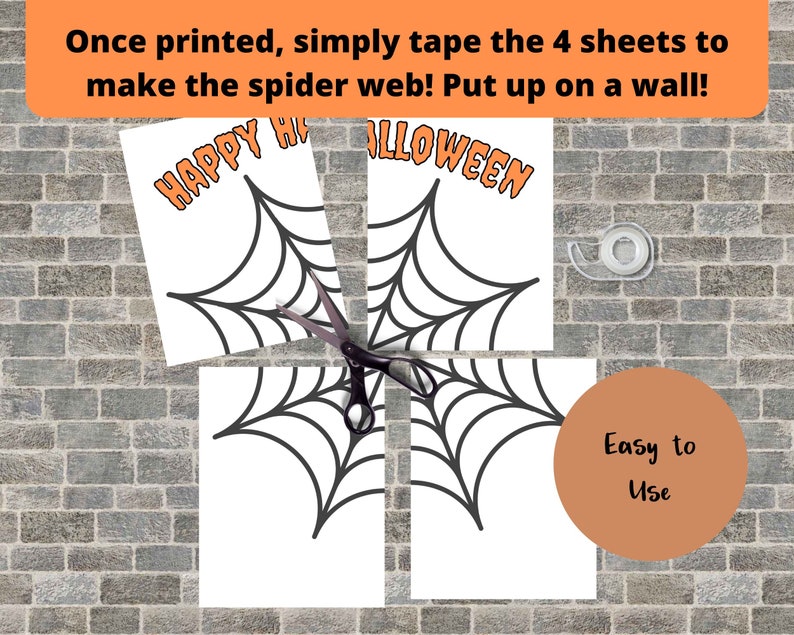 Pin the Spider on the Spider Web Game Halloween Birthday Party Games ...