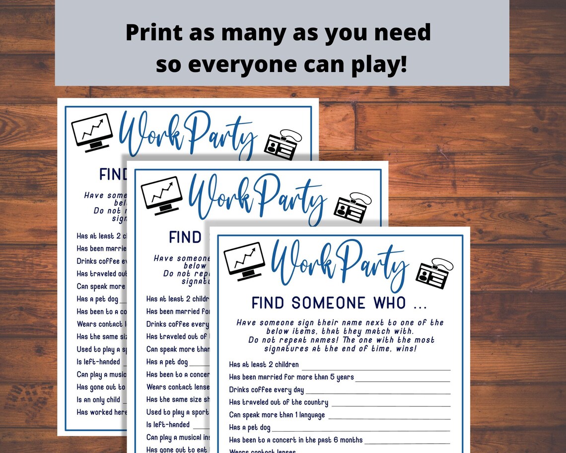 Office Party Game Work Party Game Find Someone Who Team - Etsy