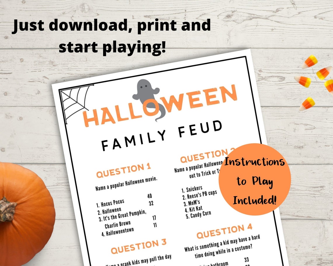 Halloween Family Feud Trivia Game Halloween Games Halloween - Etsy
