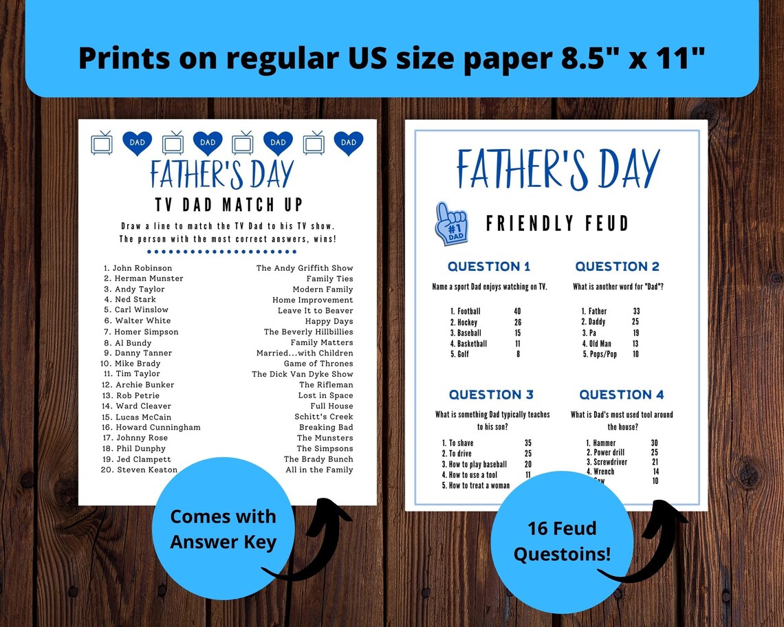 Fathers Day Games Printable Fathers Day Game Bundle - Etsy