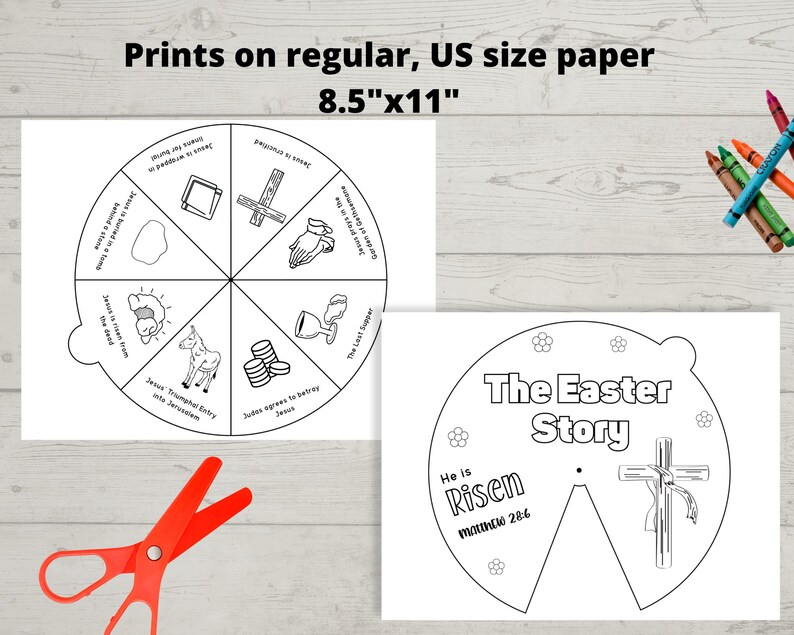 The Easter Story Coloring Wheel Easter Spinner Wheel, Easter Craft, Holy Week for Kids - Etsy