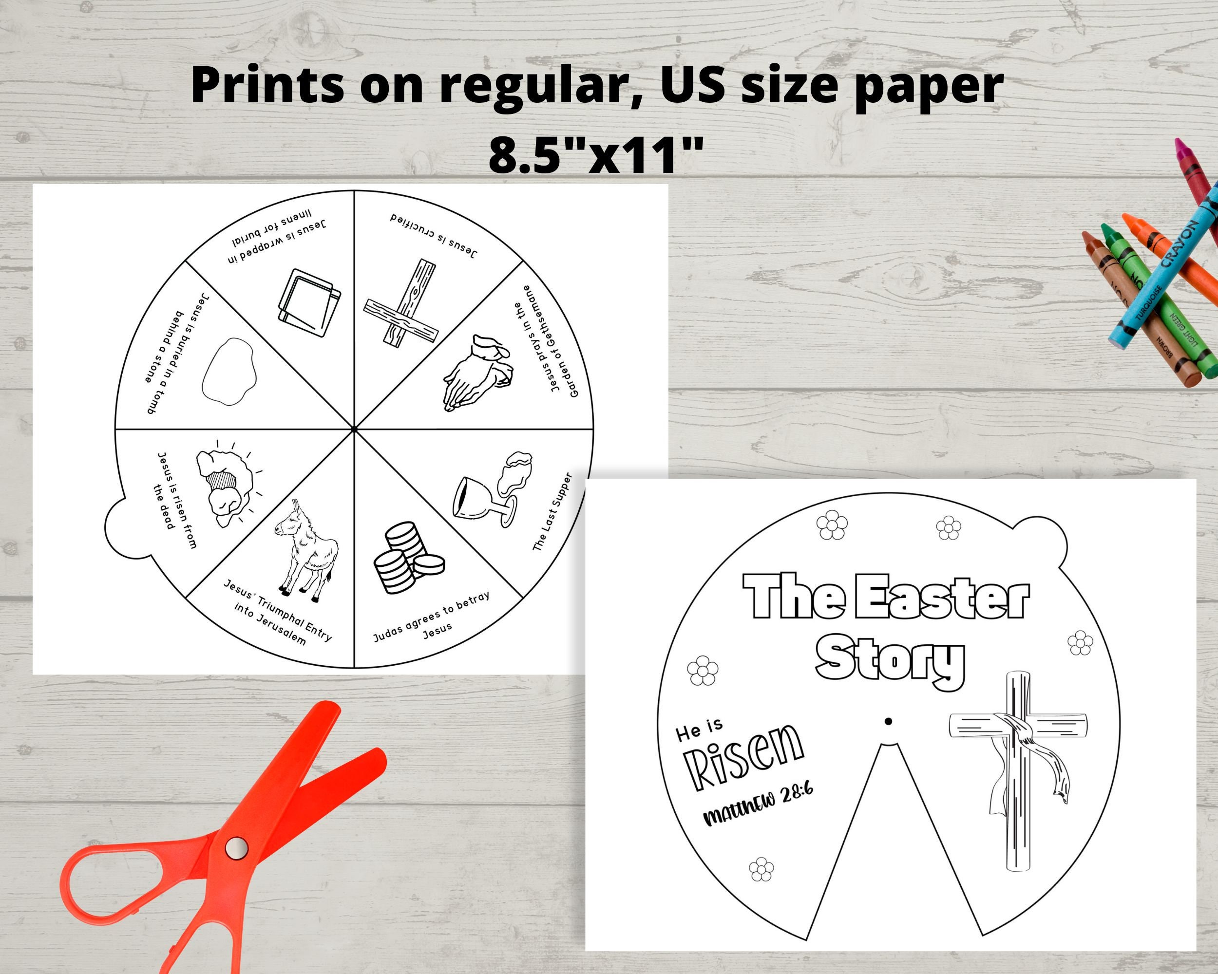 The Easter Story Coloring Wheel Easter Spinner Wheel, Easter Craft ...
