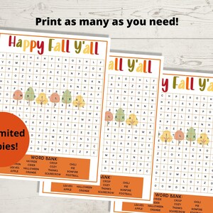 Fall Word Search - Kids Word Games, Autumn Game, Fall Printables ...