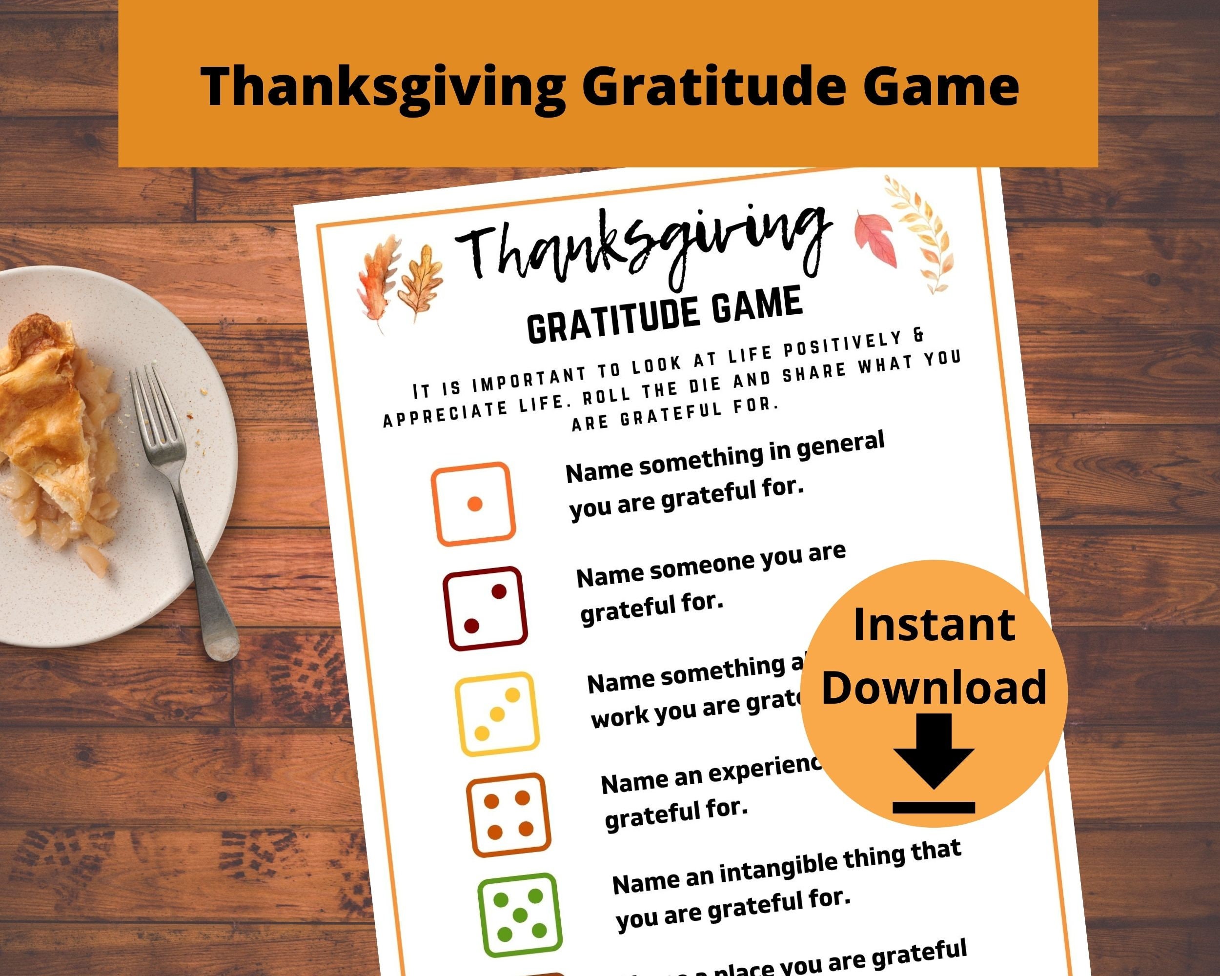 Thanksgiving Gratitude Game - Dice Game for Friendsgiving, Thankful ...