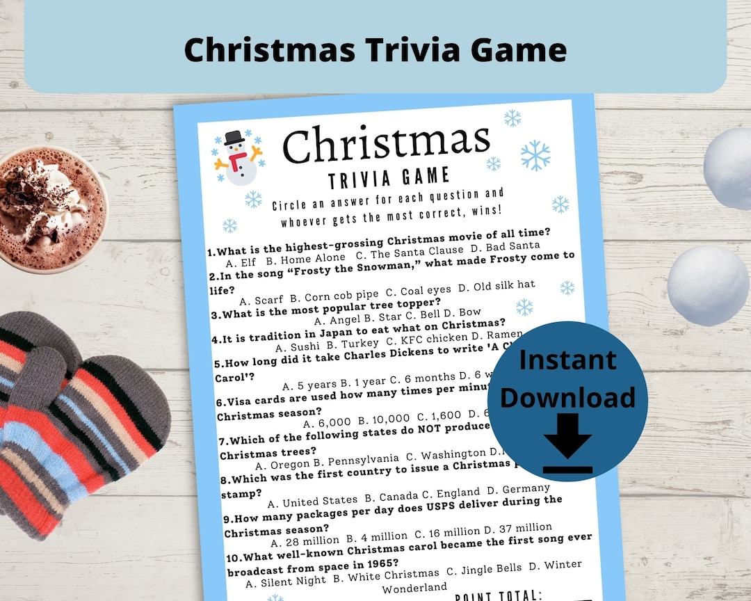Christmas Trivia Game - Printable Christmas Party Game, Holiday Party ...