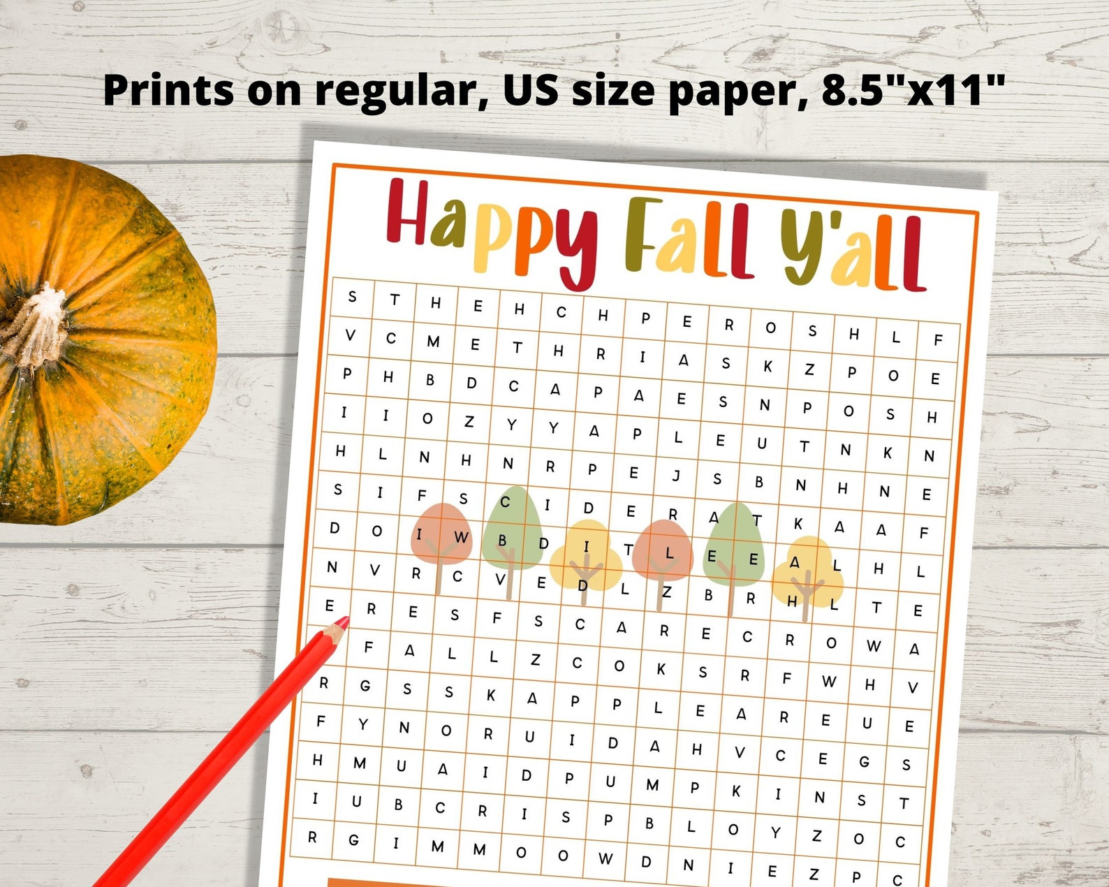 Fall Word Search Kids Word Games Autumn Game Fall - Etsy