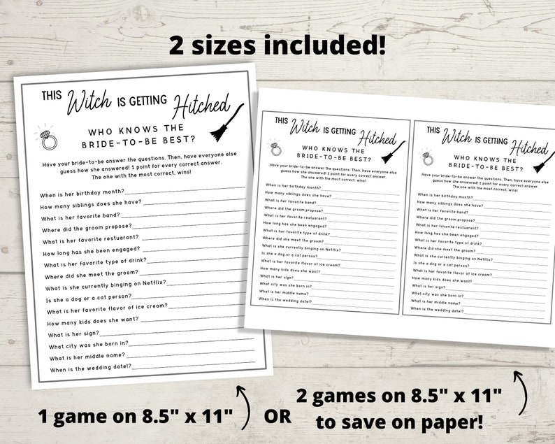 Witch Bachelorette Party Who Knows the Bride Best Game This - Etsy