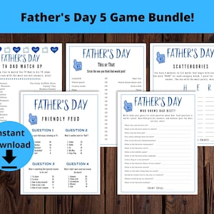 Fathers Day Games - Printable Fathers Day Game Bundle, Dad's Day ...
