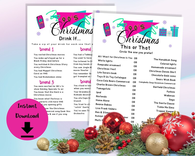 90s Christmas Party Games - 90's Christmas Game, Retro Christmas Party ...