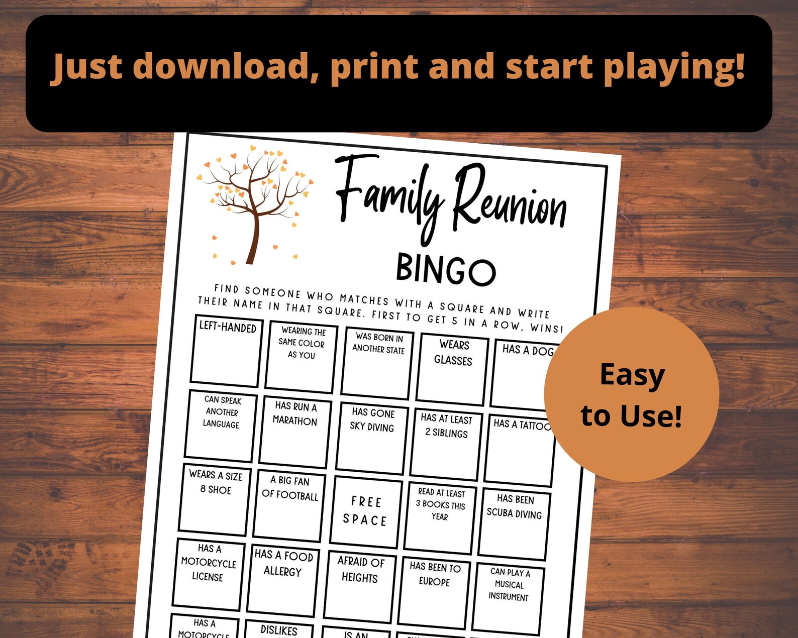 Family Reunion Bingo Family Reunion Game Find the Guest - Etsy