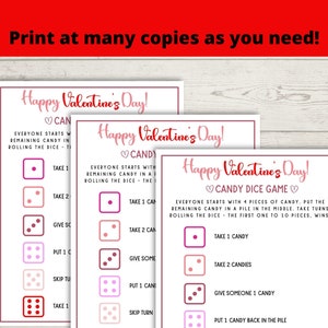 Valentine's Day Candy Dice Children's Game - Valentine's Day Classroom ...