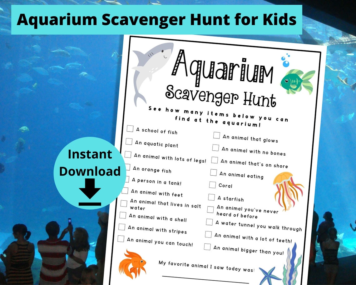 Aquarium Scavenger Hunt Aquarium Treasure Hunt, Ocean Hunt for Kids ...