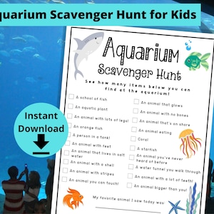 Aquarium Scavenger Hunt - Aquarium Treasure Hunt, Ocean Hunt for Kids ...