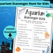 Aquarium Scavenger Hunt Aquarium Treasure Hunt, Ocean Hunt for Kids ...