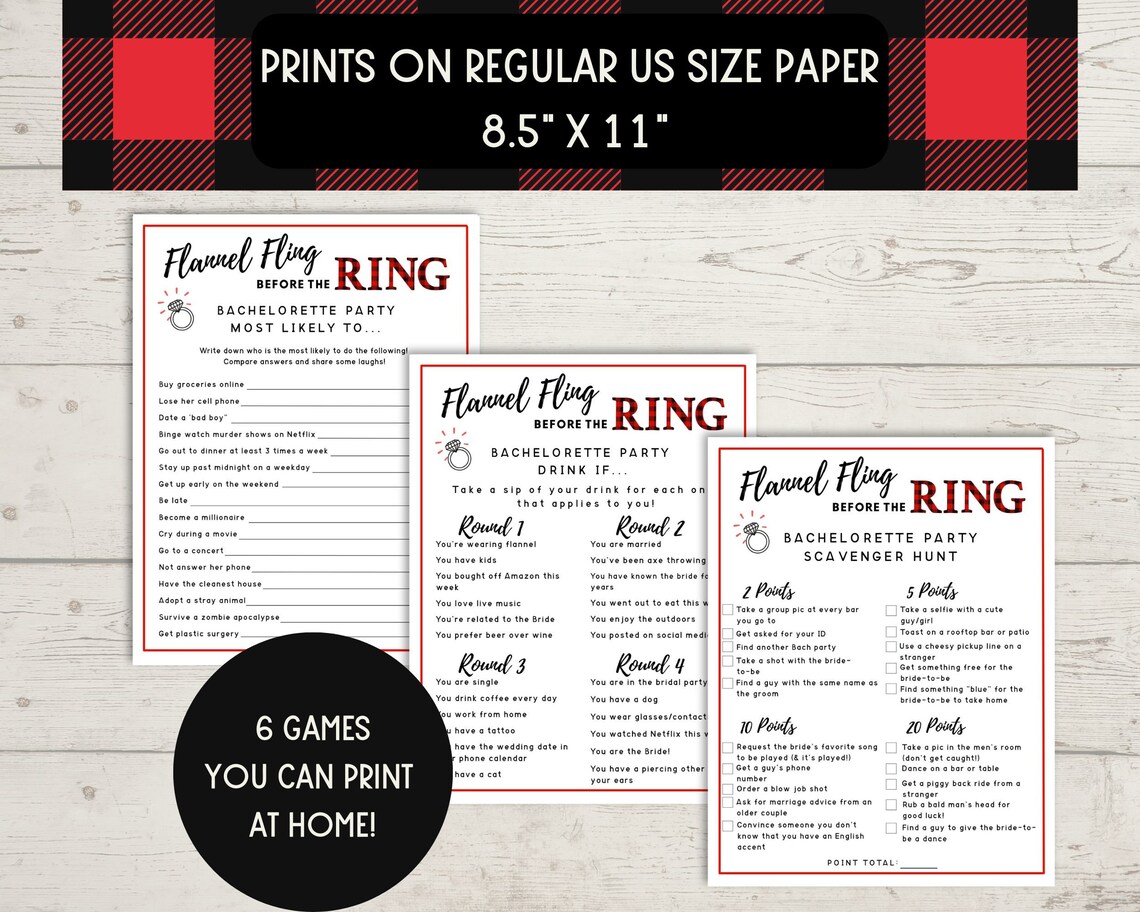 Flannel Fling Before the Ring Bachelorette Party Games - Etsy