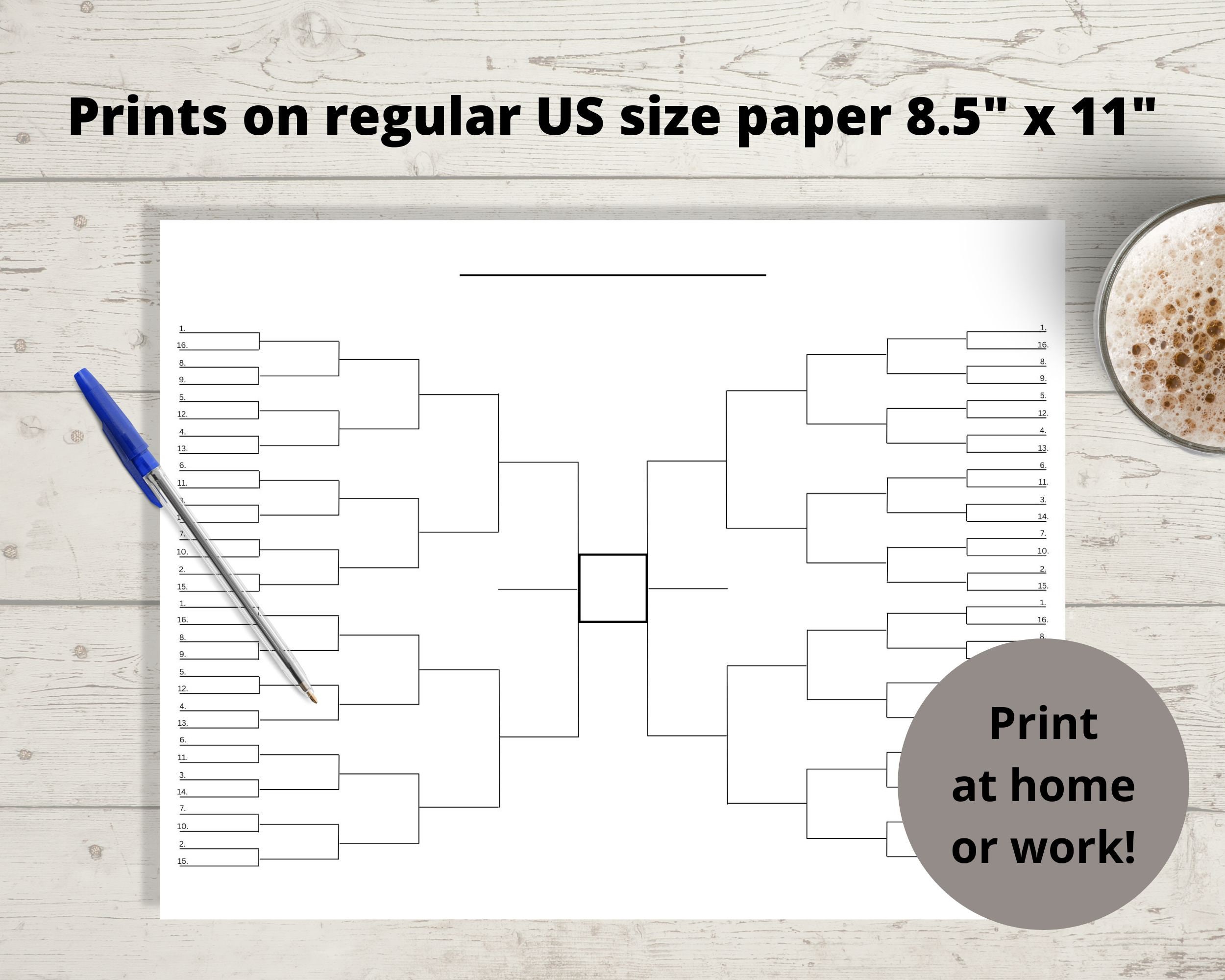 64 Team Tournament Bracket Print Out - Tournament Bracket Printable ...