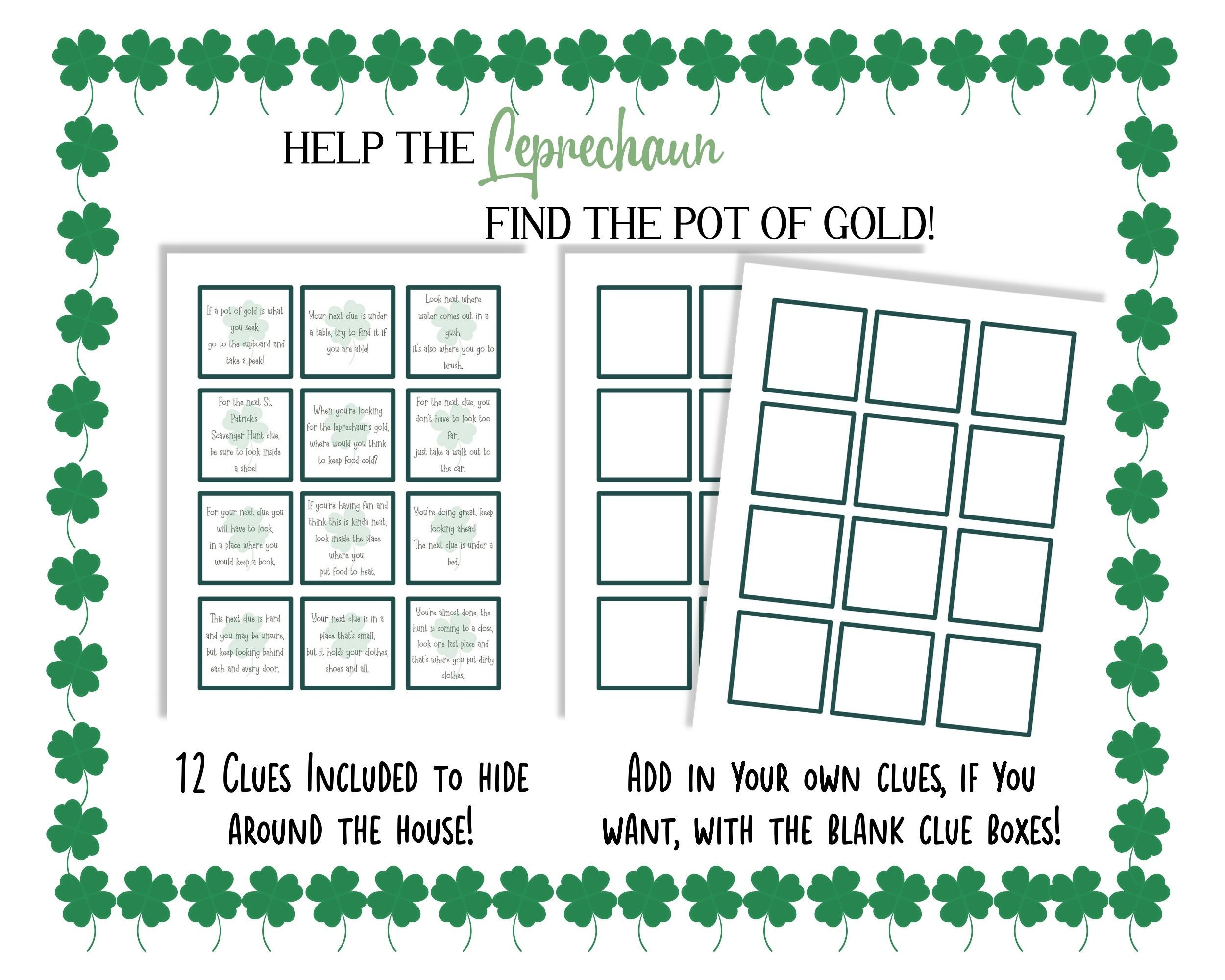 St Patricks Day Scavenger Hunt Printable Leprechaun Game - Etsy