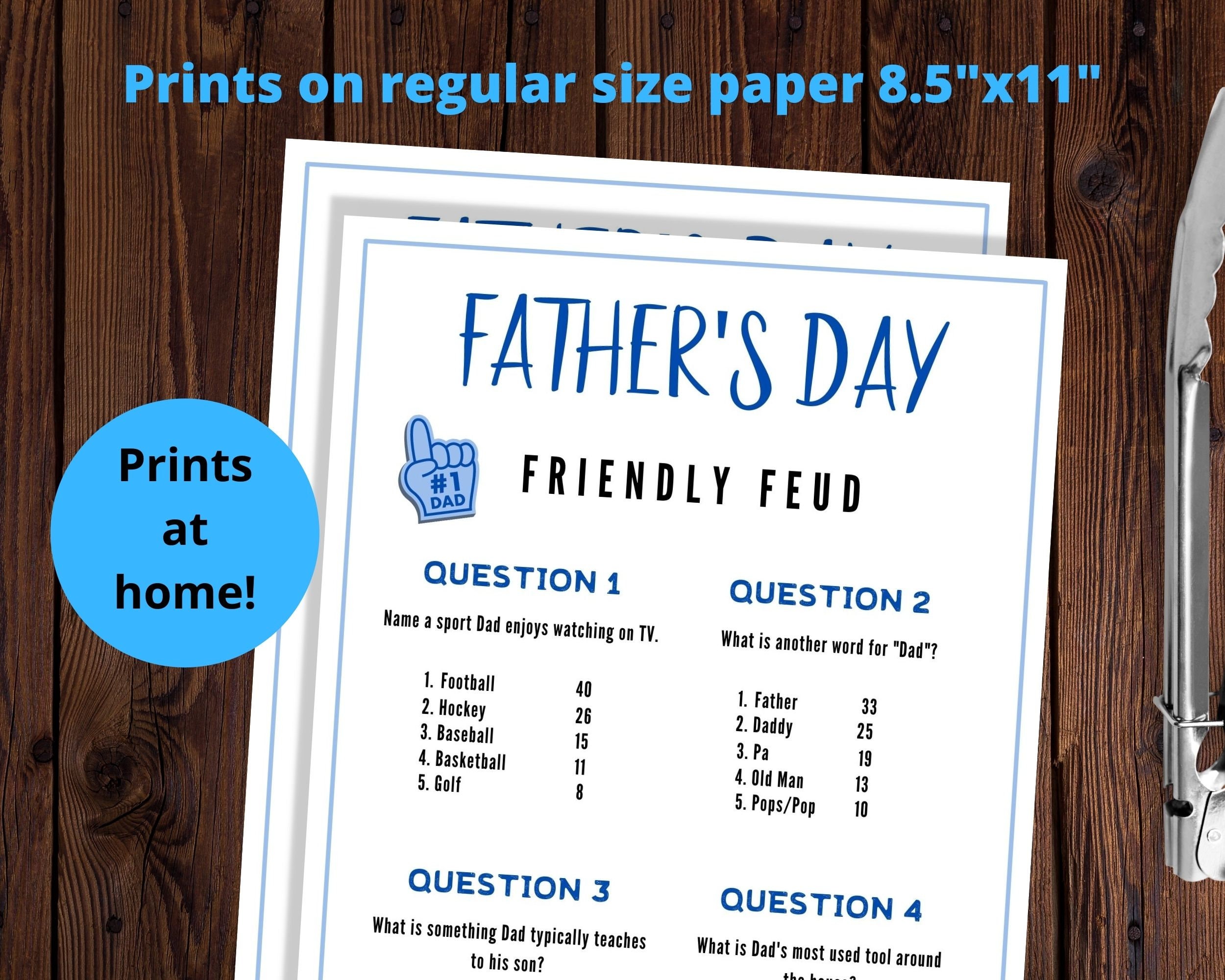 Fathers Day Friendly Feud Game - Father's Day Game, Dad's Day Activity ...