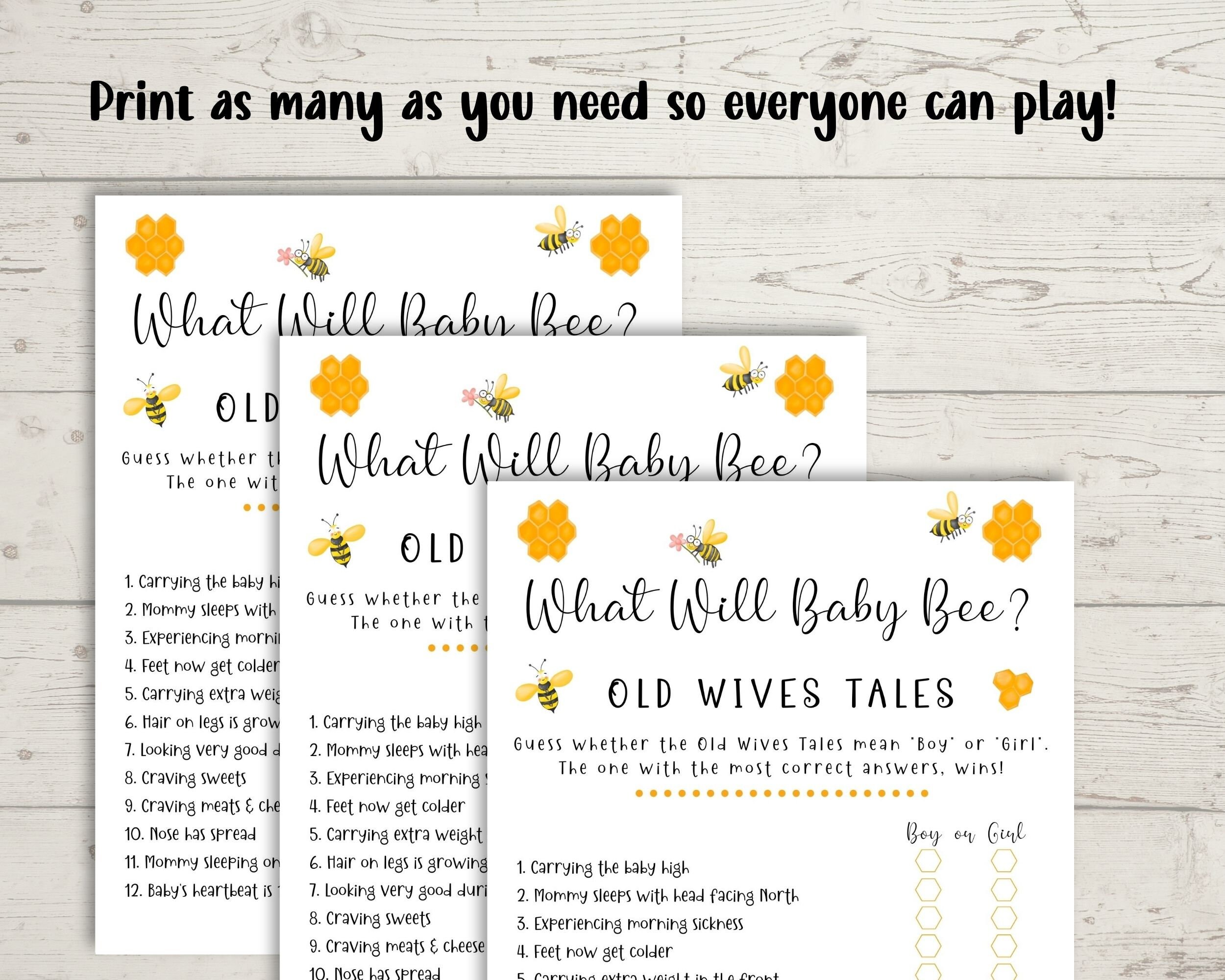 Gender Reveal Printable Game - What Will Baby Bee Game, Honeybee Shower ...