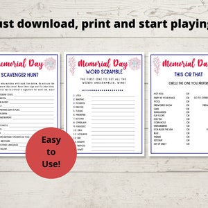 Memorial Day Games - Family Games for Memorial Day Party, Printable ...