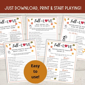 Fall Bachelorette Party Game Bundle - Autumn Bachelorette Party Games ...
