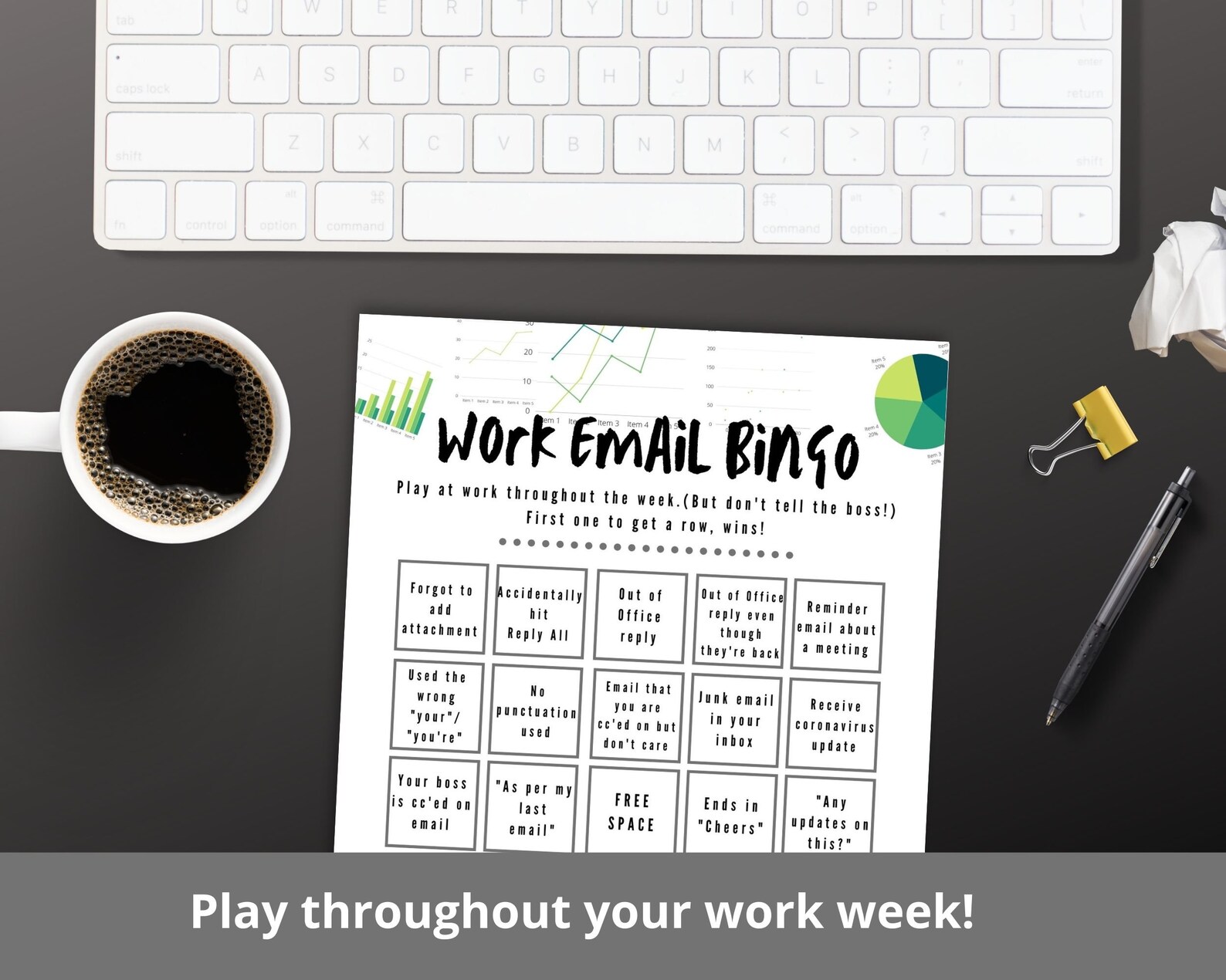 Work Email Bingo Game - Office Party Game, Work From Home Bingo Board ...