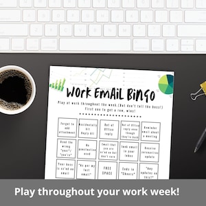 Work Email Bingo Game - Office Party Game, Work From Home Bingo Board ...