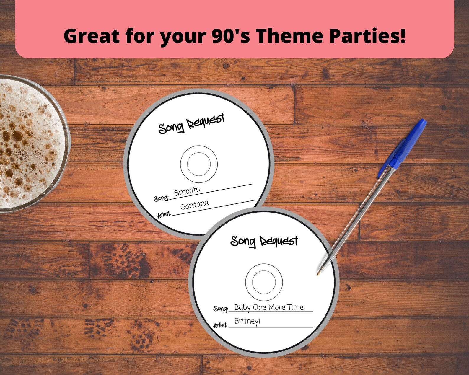 Song Request Card Printable CD 90s Theme DJ or Karaoke Song - Etsy