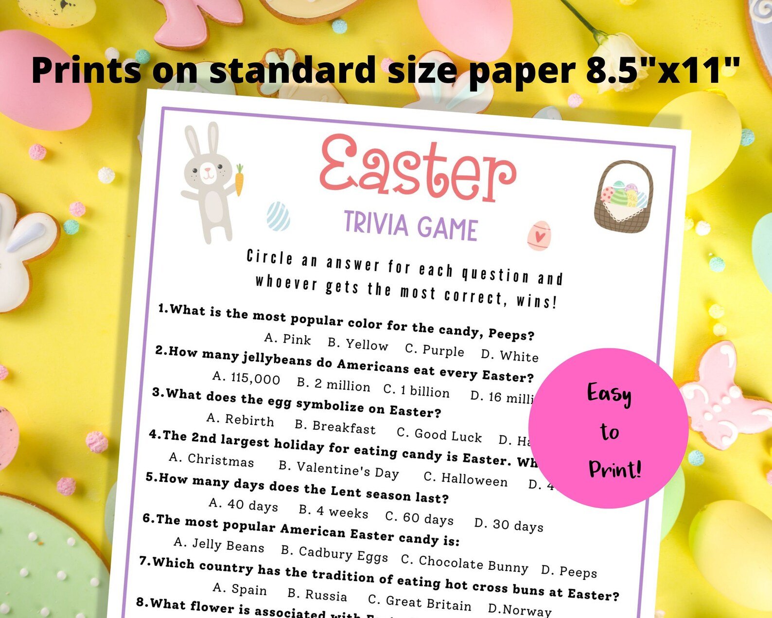 Easter Trivia Easter Trivia Game, Easter Printable, Easter Game, Easter ...