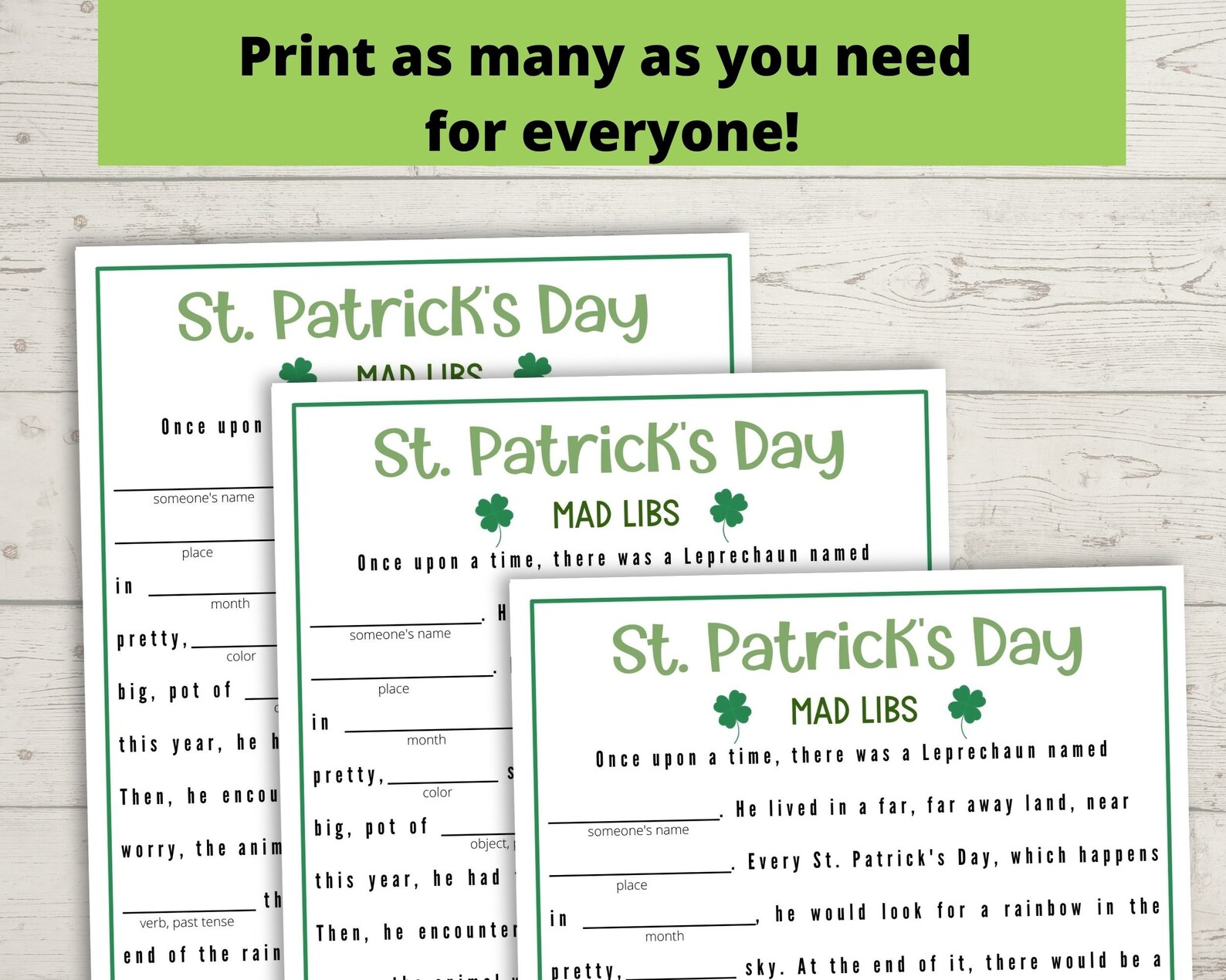 St Patrick's Day Mad Libs Word Game Saint Patricks Day Game, Children's ...